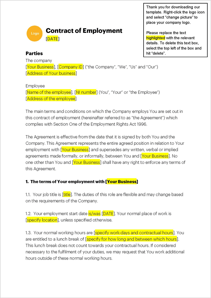 Free Employment Contract Template UK - Zervant Free Employment Contract Template UK - Zervant