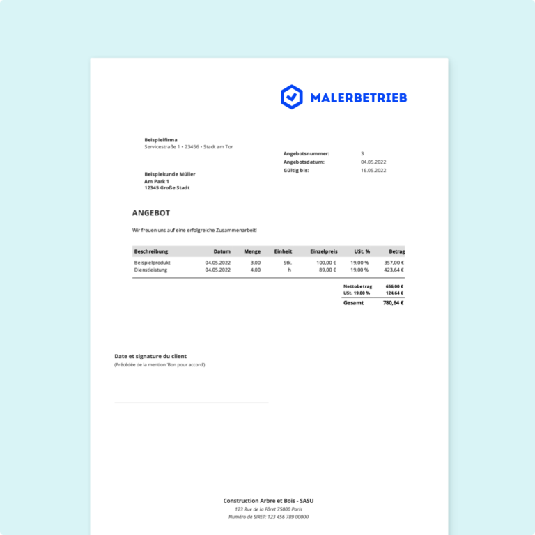 Kostenlose Angebotsvorlage - Zervant
