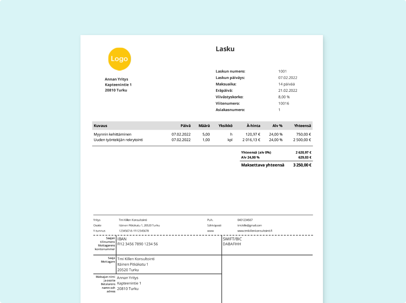 Laskun tekeminen - Zervant