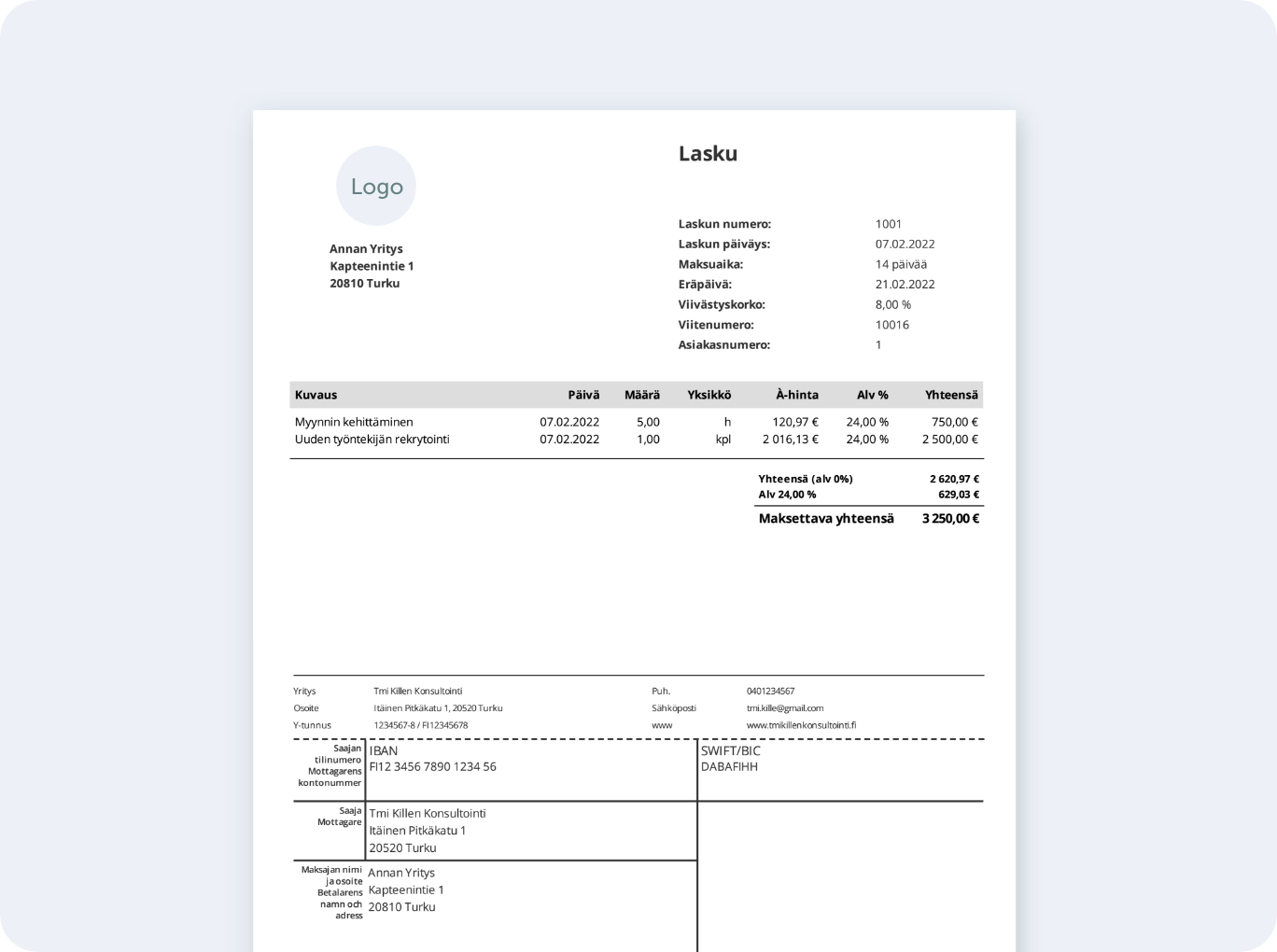 Laskun tekeminen - Zervant